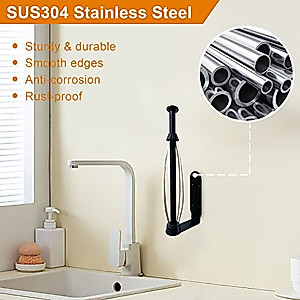 Paper Towel Holder Under Cabinet ,WACETOG Black Paper Towel Holder Wall Mount Single Hand Operable Kitchen Towel Holder