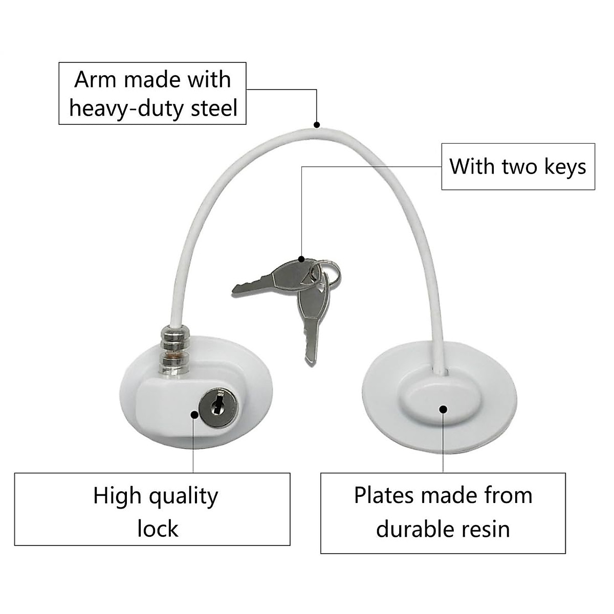2 Pack Refrigerator Door Locks，Freezer Door Locks，File Drawer Cabinet Locks by REZIPO White with 4 keys