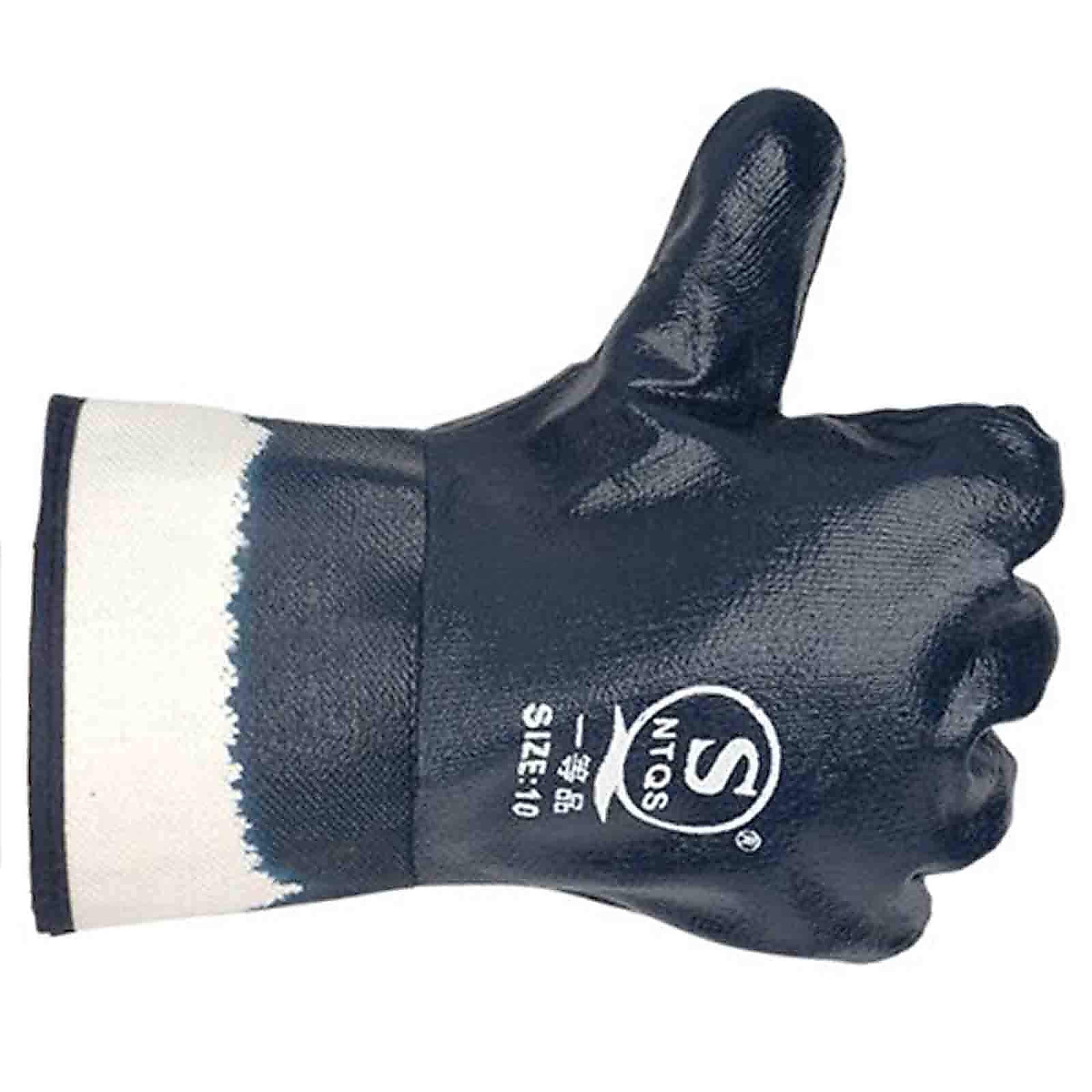 Tumjog 12 Pairs Oil Resistant Gloves, Nitrile Fubber Fully Coated Cotton Safety Work Gloves, Acid Alkali Resistant, for Men & Women Large