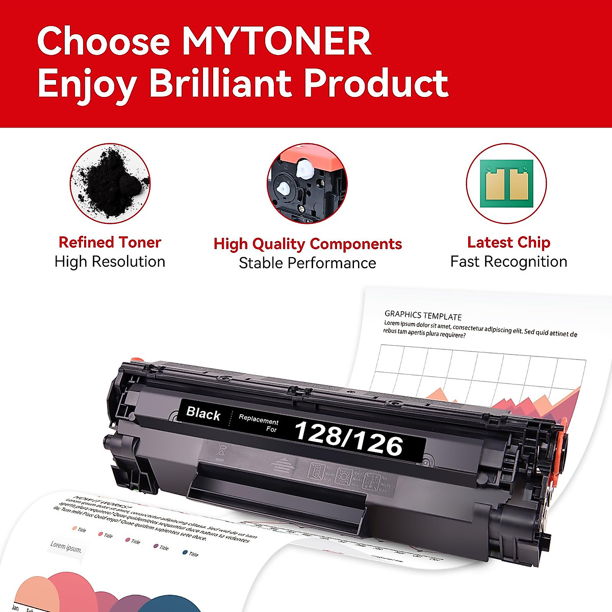MYTONER Compatible Toner Cartridge Replacement for Canon 126 CRG126 Toner for imageCLASS LBP6230dw LBP6200d Laser Printer (Black, 2-Pack)