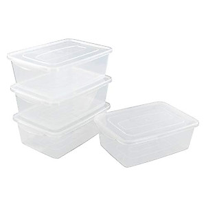 Easymanie 4-pack Plastic Containers with Lids, 14 Quart Clear Storage Box