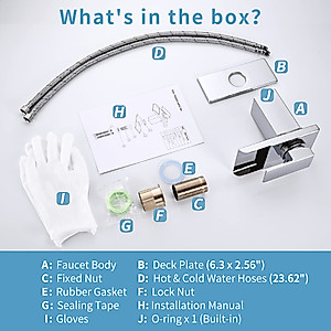 Y-Garhe LED Bathroom Sink Faucet - Chrome Single Hole or 4 Inch Centerset Waterfall Faucet with Stainless Steel Spout and Temperature-Sensitive LED Lights, Includes Deck Plate