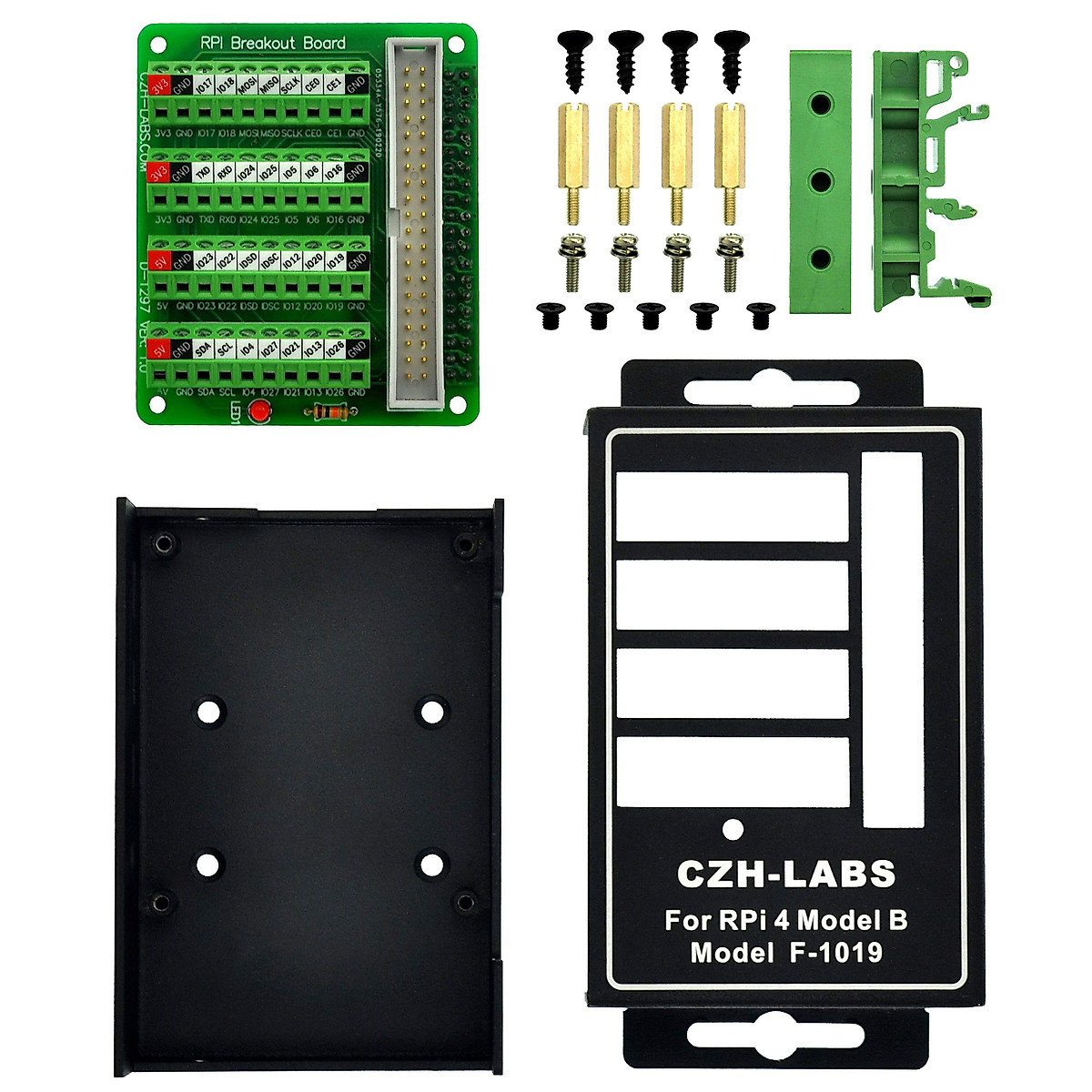 RPi Screw Terminal Block Breakout Module with Aluminum Enclosure. for Raspberry Pi 4 Model B