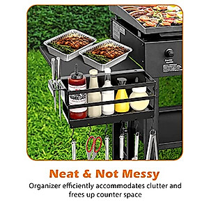 SHAPON Upgraded Griddle Caddy for 28" & 36" Blackstone Griddle Accessories Organizer for Clean & Organized Workspace Easy Install No Drill BBQ Griddle Accessories Storage Box Space Saving
