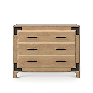 Child Craft Lucas 3 Drawer Wood Dresser, Anti-Tip Kit, Extra-Large Storage for Baby Nursery, Kid’s Room (Nutmeg)