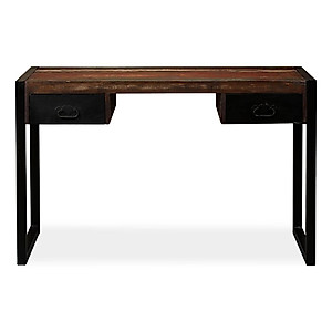 YUHI-HQYD Desk with 2 Drawers,Laptop Table,Writing Desk with Drawers,Home Office Desks,Secretary Desk,Perect for Office or Home Study,Easy to Assemble, Solid Reclaimed Wood 47.2"x19.7"x29.9"