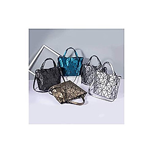 Kbinter Geometric Luminous Purses and Handbags Shard Lattice Eco-Friendly Artificial Leather Rainbow Holographic Purse, Color, Large