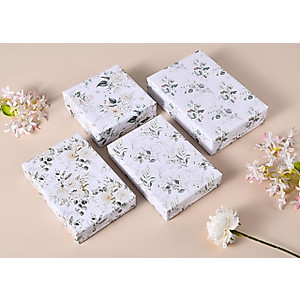 Titiweet Wedding Wrapping Paper - Green Leaves & White Rose Design, 12 Sheets Bridal Shower Wrapping Paper for Women, 20 x 28 Inches Per Sheet