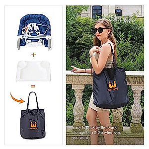 MTWML Hook On High Chair with Tray,Portable Baby High Chair That Attaches to Table,Clip On Fast Table High Chair for Babies and Toddlers.Baby Feeding Seat for Dining Table and Counter to Travel(Blue)