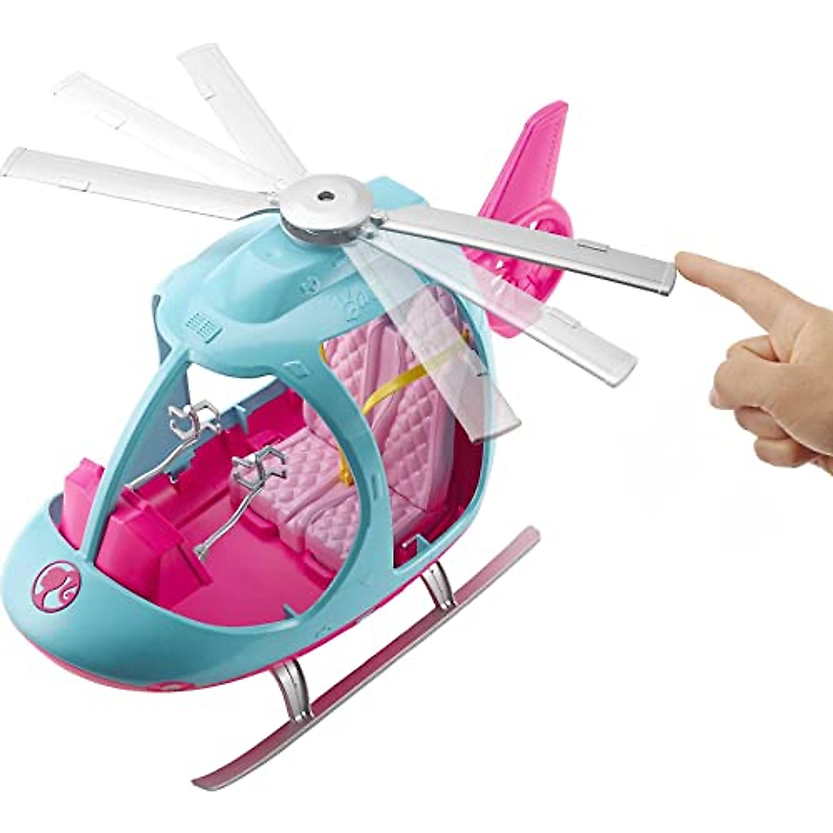 Barbie Helicopter with Spinning Rotors, Pink and Blue 2-Seater Design with Seatbelts and Pilot "Controls" (Amazon Exclusive)