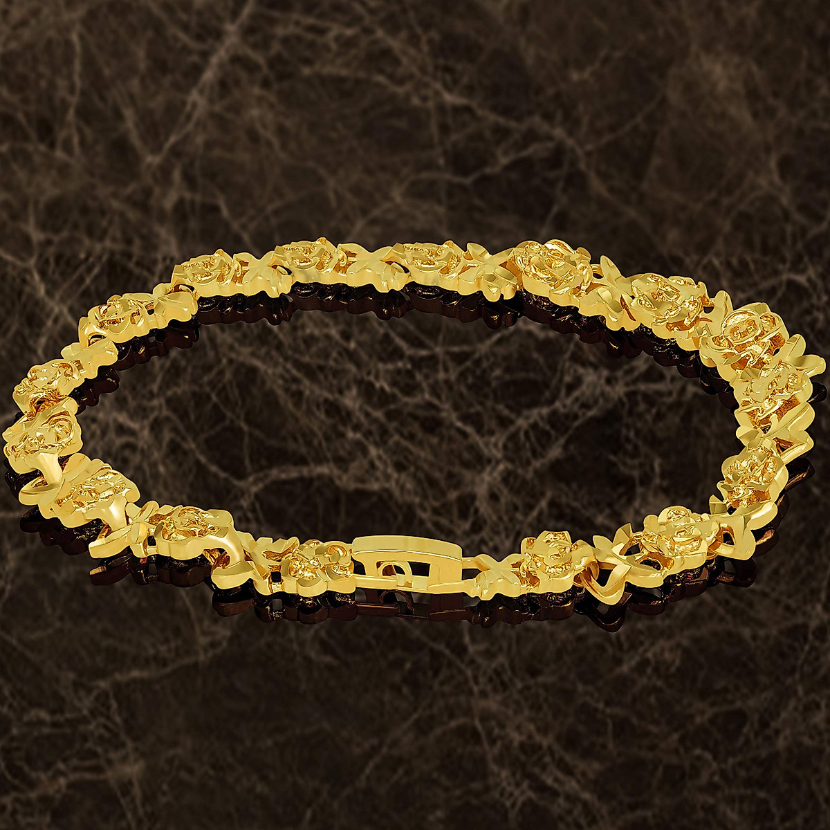 LIFETIME JEWELRY Diamond Cut Rose Charm Bracelet for Women 24k Real Gold Plated (7)