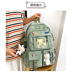 BXCNCKD kawaii backpack with pins kawaii school backpack cute backpack cute kawaii school backpack(Green)