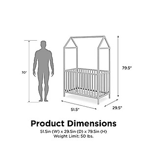 Little Seeds Rowan Valley Skyler 3-in-1 Convertible Crib with Canopy, Dove Gray
