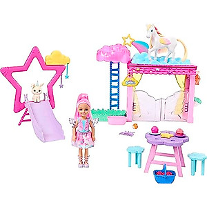 Barbie A Touch of Magic Chelsea Small Doll & Pegasus Playset, Winged Horse Toys with Stable, Pet Bunny & Accessories