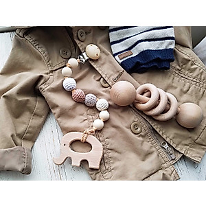 Baby Wooden Toy Rattle Natural Untreated 3 Ring Wooden Teether Toy Montessori Small Wooden Classic Baby MarcusRattle