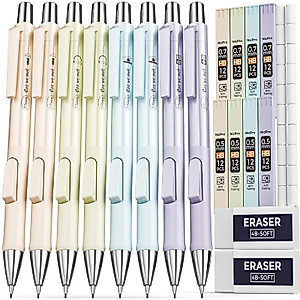 Nicpro 8PCS Pastel Mechanical Pencil 0.5 & 0.7 mm, Cute Fast Click Mechanical Pencils Set with 8 Tubes HB Lead Refills, Erasers for Drafting, School Student Writing, Drawing, Sketching -with Case