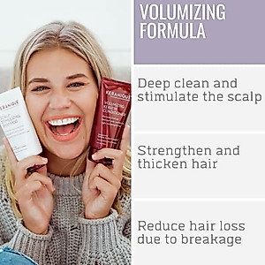 Volumizing Hair Growth System by Keranique includes Keratin Shampoo, Conditioner, Follicle Boosting Hair Growth Serum and Instant Volume Lift and Repair Treatment Spray Paraben Sulfate Free