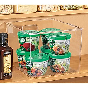 mDesign Plastic Storage Organizer Container Bin for Kitchen Organization in Pantry, Cabinet, Countertop Fridge, Refrigerator, and Freezer - Hold Food, Drink, or Snacks, Ligne Collection, Clear