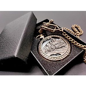 Top Fashion Watches Vintage Bronze Steam Train Mens Quartz Gift Pocket Watch with Chain
