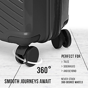 Feelway Hardside Checked 24" Luggage Suitcase Durable, Expandable Design with 360° Double Spinner Wheels, TSA Lock, Telescopic Handle, Secure Zipper (Black, 24")