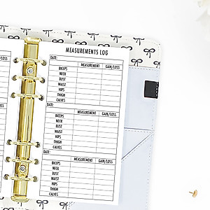 Personal Body Measurements Log Planner Insert Refill, 3.74 x 6.73 inches, Pre-Punched for 6-Rings to Fit Filofax, LV MM, Kikki K, Moterm and Other Binders, 30 Sheets Per Pack