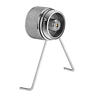 MaotaLife Camping Stove Adapter – 1Lb Propane Small Tank Input and EN417 Lindal Valve Output Propane Canister Converter – Premium Quality Durable Construction – Detachable Stand Included