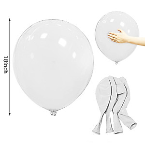 White Balloons 18 Inch 12 Pack Large Latex Party Balloons Round Helium Balloon for Wedding Birthday Party Baby Shower Engagement Anniversary Festival Party Decorations (White Balloons 18 inch)