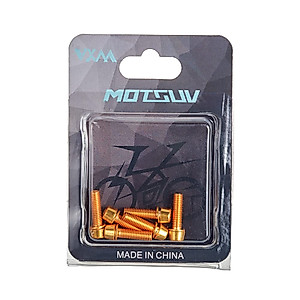 Bicycle Stem Bolts Color Tapered Head Bolt with Washer Screw M5x18mm for Road Bike,MTB,BMX,Folding - 6Pcs (Gold)