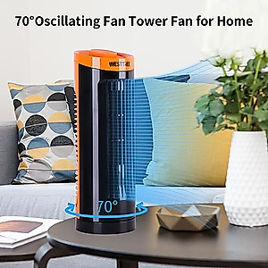WESTTREE Fans for Home,Tower Fan with 3 Speeds & Oscillation, 70°Oscillating Tower Fan Cooling Bladeless Fan for Bedroom, 13Inch Personal Desk Tower Fan Stand-up for Office Desktop TF2202