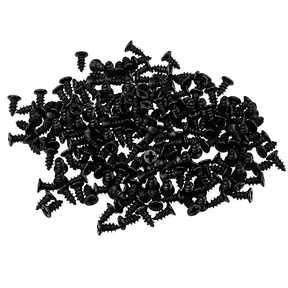 Xiaoyztan M2.6x6mm Flat Head Cross Drive Pointed Wood Screws Black Oxide Coated Carbon Steel Self-Drilling Screws, Pack of 200