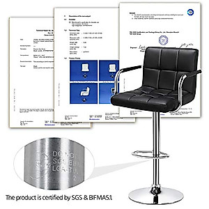 Yaheetech Bar Stools Adjustable Counter Stools Bar Chairs Synthetic Leather Modern Design Swivel Barstools Gas Lift Stools for Kitchen Counter 360 Degree Swivel Seat Top, Set of 2 Black