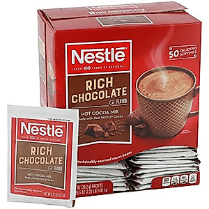 Nestle Hot Chocolate Mix, Hot Cocoa, Rich Chocolate Flavor, Made with Real Cocoa, 0.71 oz Packets (Pack of 50)