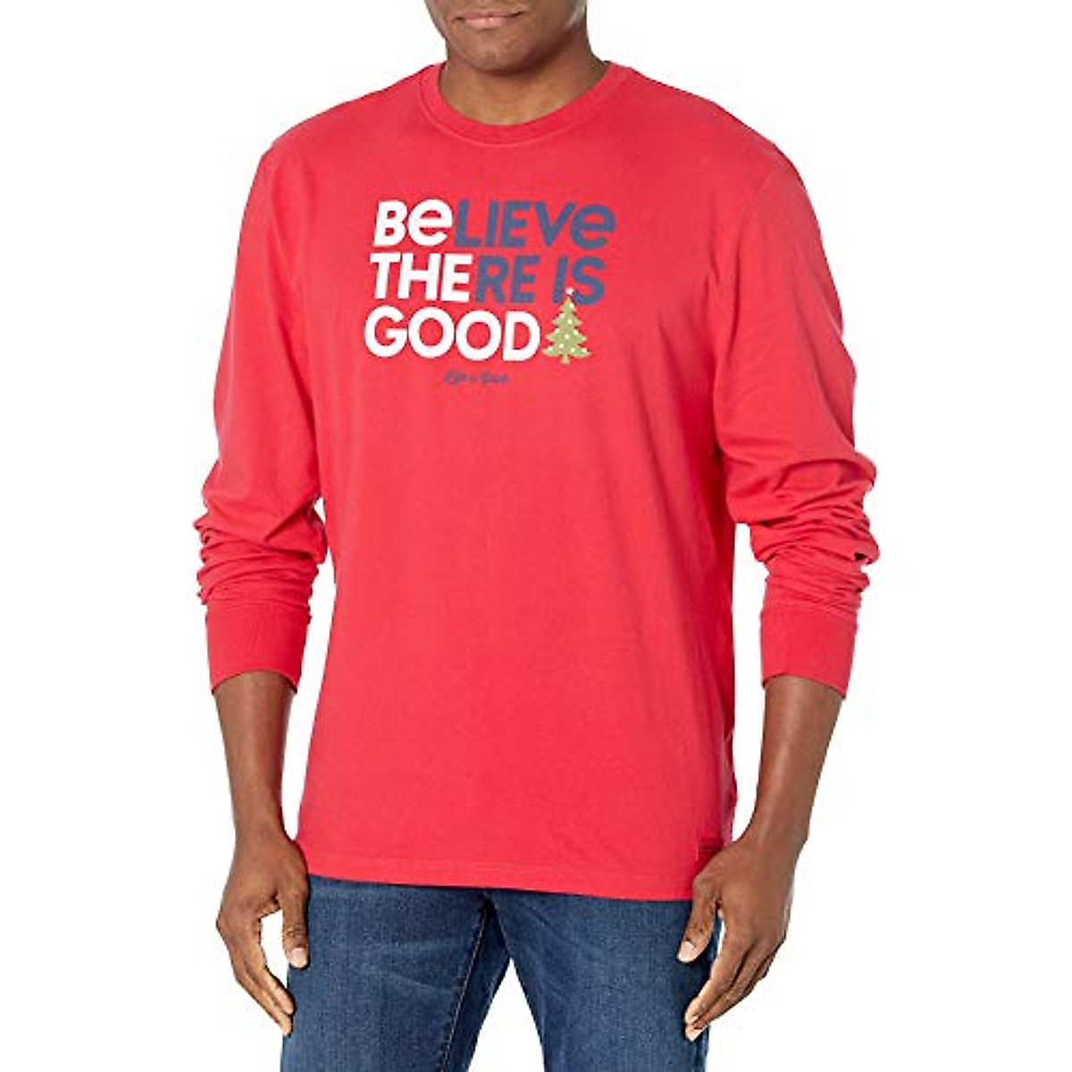 Life is good Mens Crusher, Positive Red, X-Large
