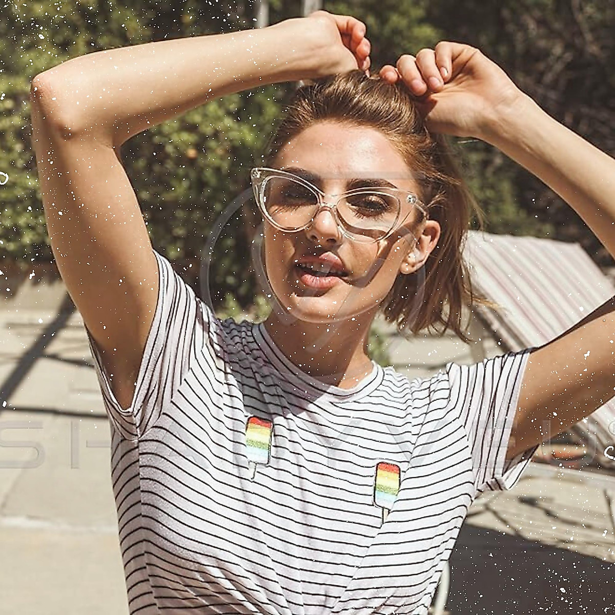 ShadyVEU Super Cat Eye Vintage Inspired Fashion Mod Clear Lens Sunglasses (Black Frame, Clear Lens)