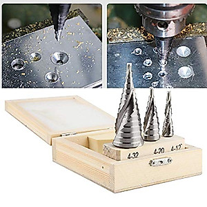 3 pcs Step Drill Bits High Speed Steel 4-12/20/32mm HSS Step Spiral Groove Step Cone Drill Hole Cutter Bit