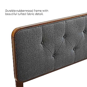 Modway Collins Tufted Twin Fabric and Wood Headboard, Walnut Charcoal