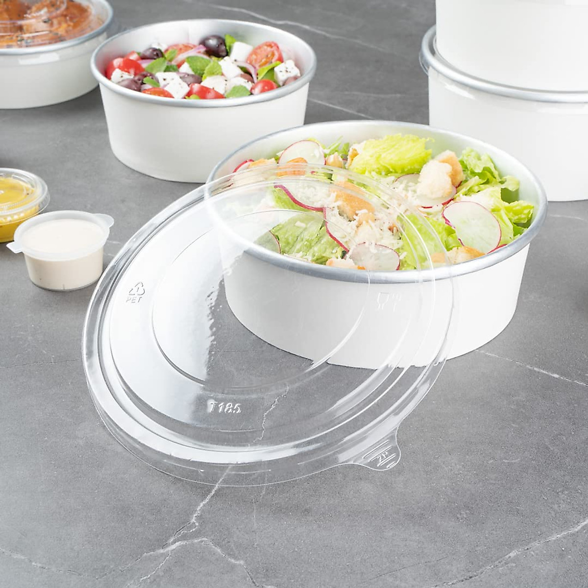 Restaurantware LIDS ONLY: Foil Lux Lids For 45 OZ Take Out Containers 200 Lift Tab Lids For Food Containers - Disposable Clear Plastic Food Container Lids Containers Sold Separately