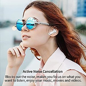 Wireless Earbuds Bluetooth Headphones LED Power Display Earphones Active Noise Cancelling Ear Buds with Charging Case Bluetooth 5.3 Hi-Fi Stereo in-Ear Earbuds for iPhone/Android/Windows (White)