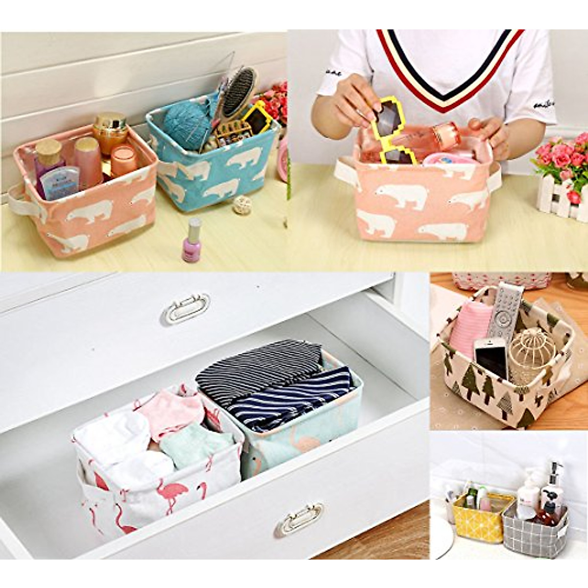 Oxford Cute Printing Foldable Storage Baskets Bins Mini Boxes Clothes Desktop Organizers Makeup Book Baby Toy (1814.511.5cm, Hedgehog)