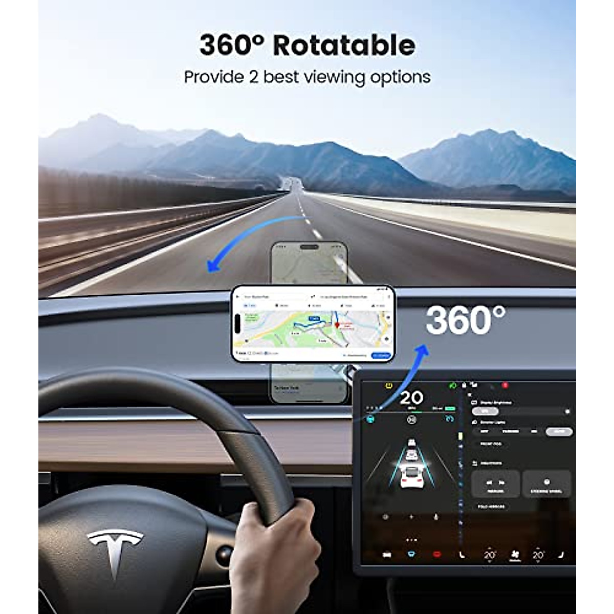VICSEED Tesla Phone Mount【Strongest Magnet Power】Foldable Hidden Tesla Phone Holder Fit for All Phone, Tesla Model 3 Model Y for MagSafe Car Mount, Tesla Model Y Accessories, Tesla Model 3 Accessories