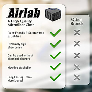 Airlab Microfiber Towels for Cars Wash & Drying Auto Detailing, Highly Absorbent, Lint-Free, Streak-Free, All-Purpose Cleaning Cloths for Household, 16" x 16", Pack of 8, Grey