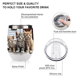 WYUSPGK 304 Stainless Steel Insulated Cup, Kittens Family Cats Print Smooth Rim, Durable & Reusable - Perfect for Office, Home, And Travel