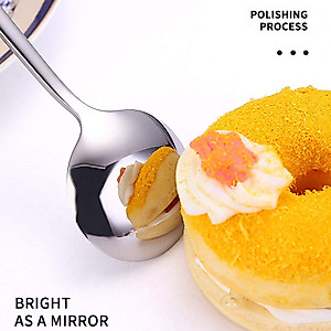 Spoons Cutlery, 18/10 Stainless Steel Korean Spoons 6 Pieces Soup Spoons (Green Gold)