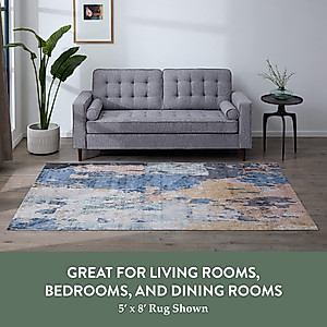Edenbrook Area Rugs for Living Room - Blue Area Rug - Thick Pile Perfect for High Traffic Areas, 5x8 Rug