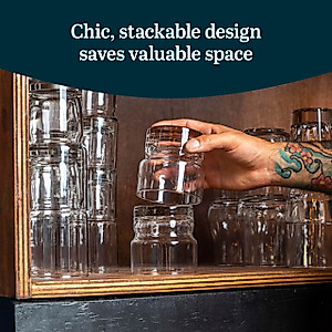 Libbey Newton Stackable Double Old Fashioned Glass, 12 ounce, Set of 6