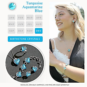 Leafael Infinity Love Heart Stud Earrings for Women, Silver Tone Fashion Statement Jewelry, Birthday Gifts for Mom Wife Girlfriend, December Birthstone Crystal, Turquoise Aquamarine Blue