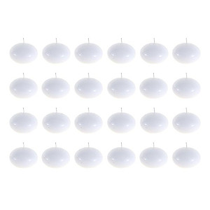 Mega Candles - Unscented 1.5" Floating Disc Candles - White, 2 Pack of 12, Set of 24