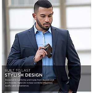 Suavell Leather Mens Wallet. Minimalist Wallet Credit Card Holder with Money Clip and RFID Wallet Protection. Slim Wallets Men Gifts (Whiskey Brown Ranger)