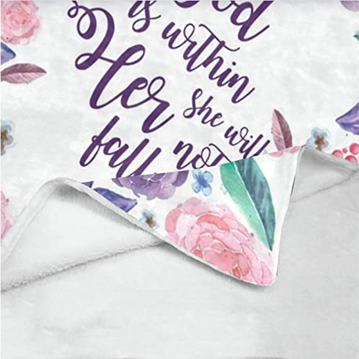 God is Within Her Blankets Bible Verse Blanket Spiritual Gifts for Women Soft Fluffy She Will Not Fall Fleece Blanket Get Will Soon Blanket Gift for Mom Women 40"X50"