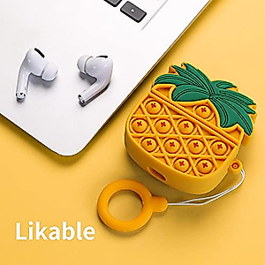 La Case, Cute Pineapple Fidget Pop Airpods Pro Case 3D Funny Cover for Women Girls or Boys (Orange)